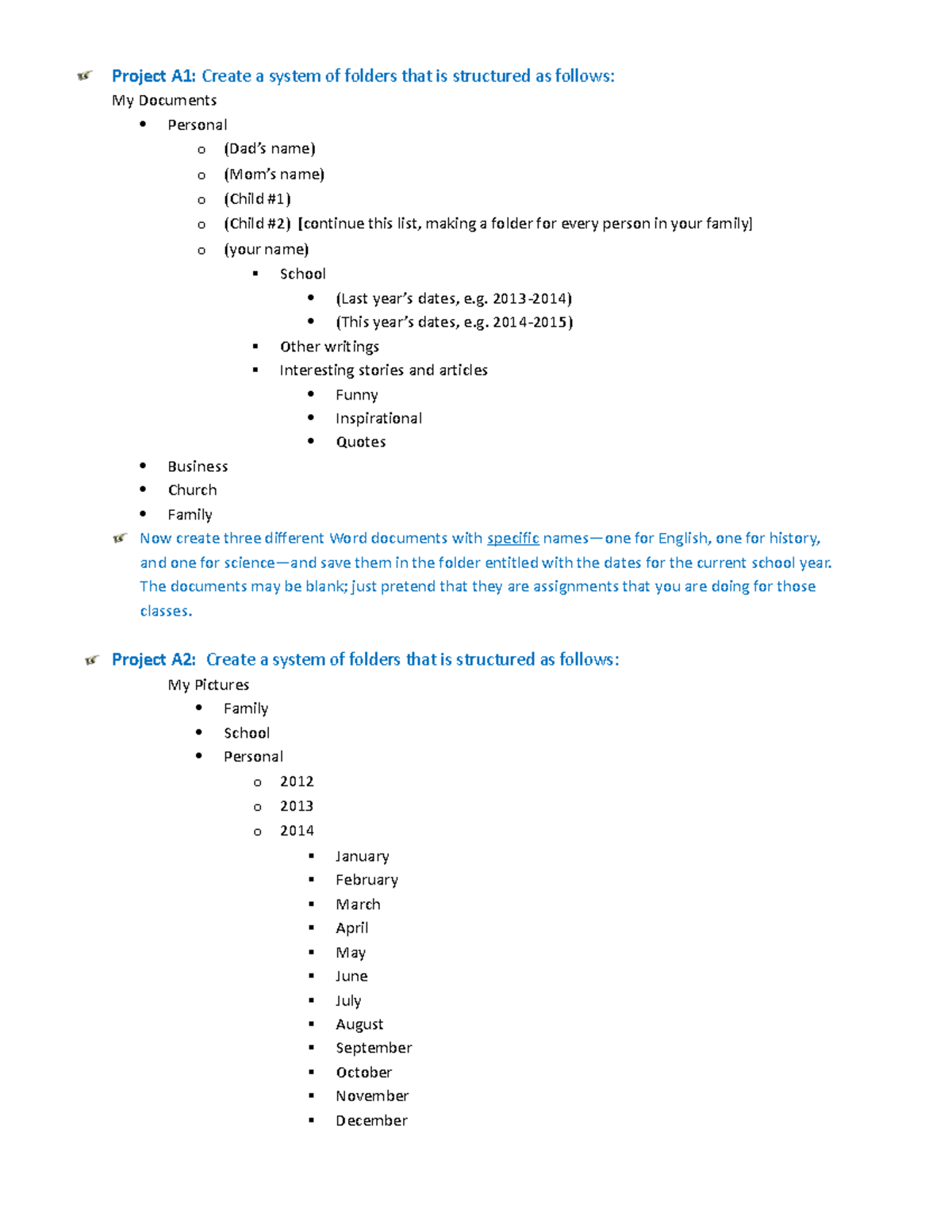 A1-a2-file-organization-projects - Project A1: Create a system of ...