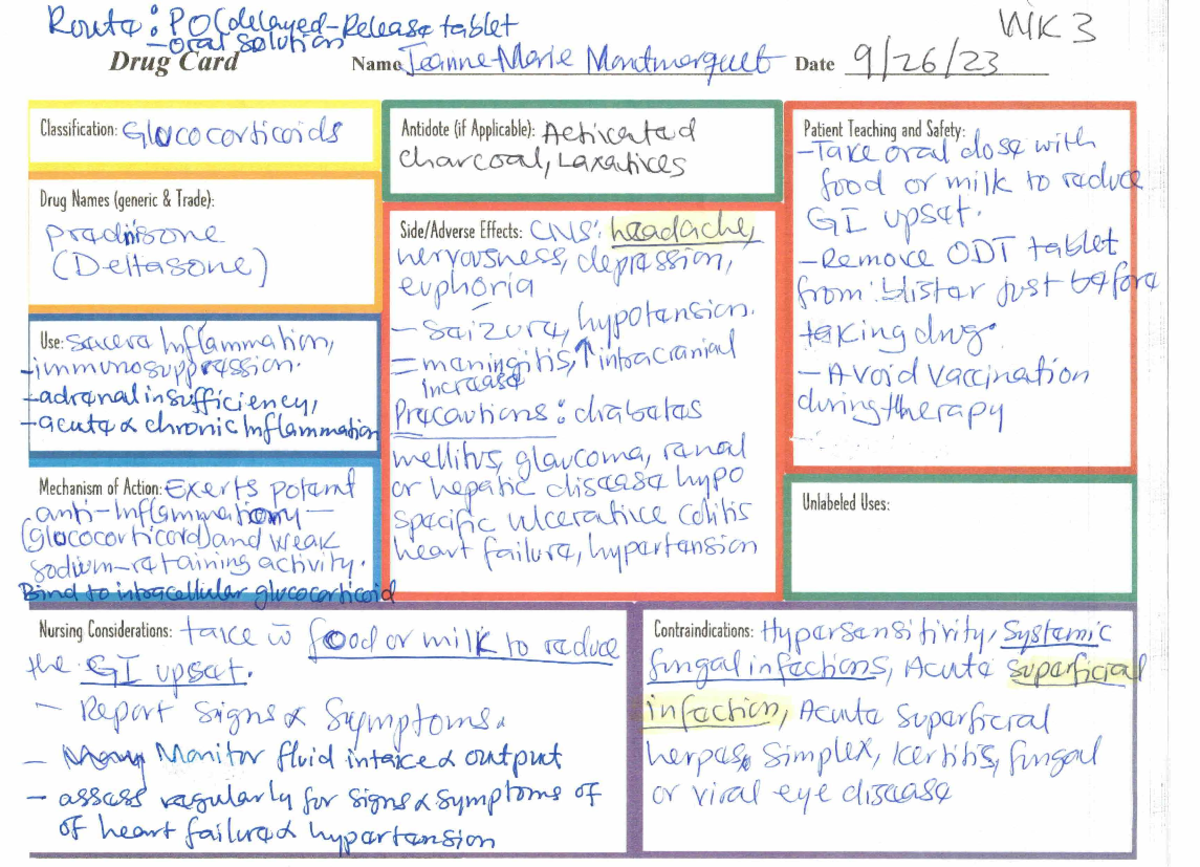 Pharmacology Week3-Drug Cards-08 - NSG 124 - Studocu