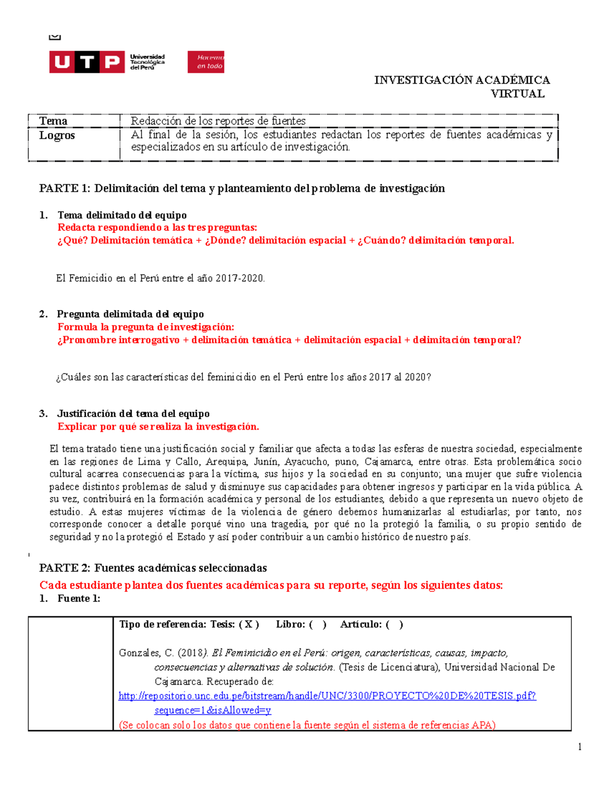 S6. Formato Reporte de fuentes de información - INVESTIGACIÓN ACADÉMICA ...