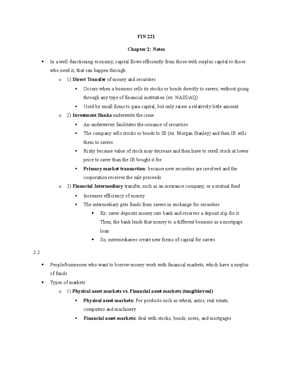 FIN 221 Chapter 2 - Lecture notes 2 - FIN 221 Chapter 2: Notes In a ...