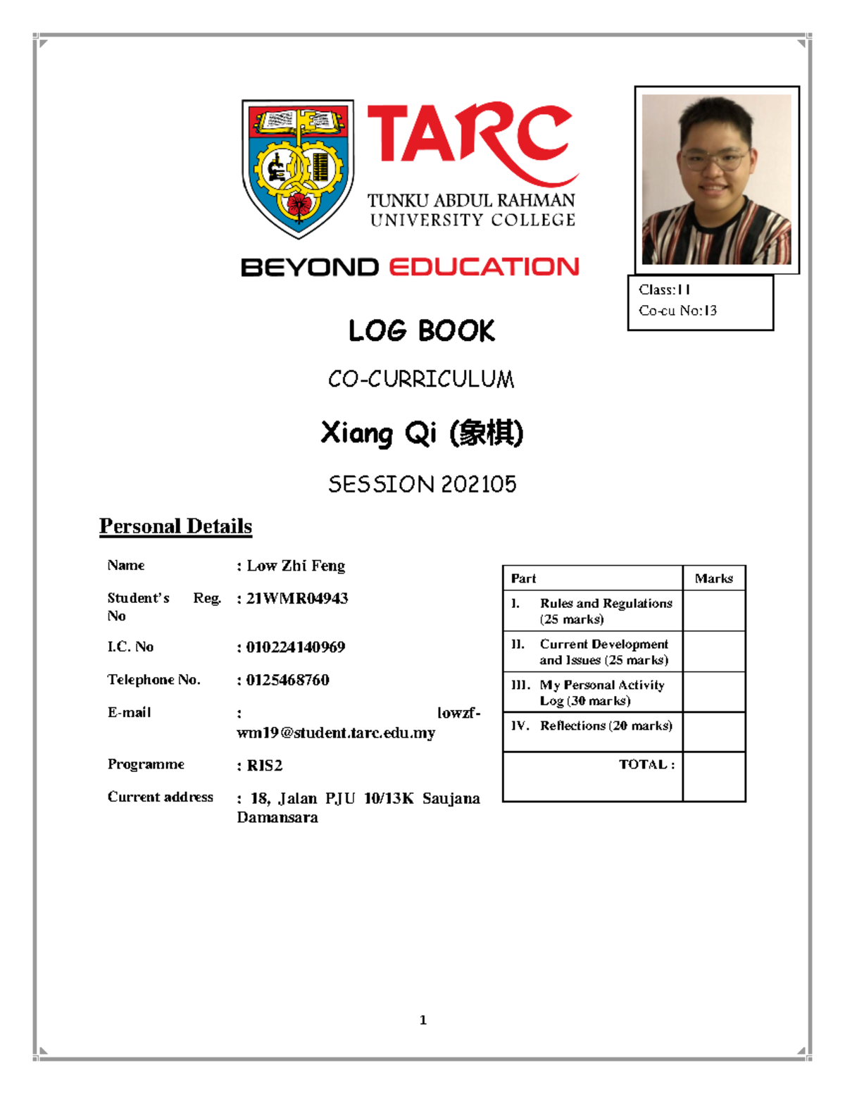 Advanced Computer Networks - LOG BOOK CO-CURRICULUM Xiang Qi (象棋 ...