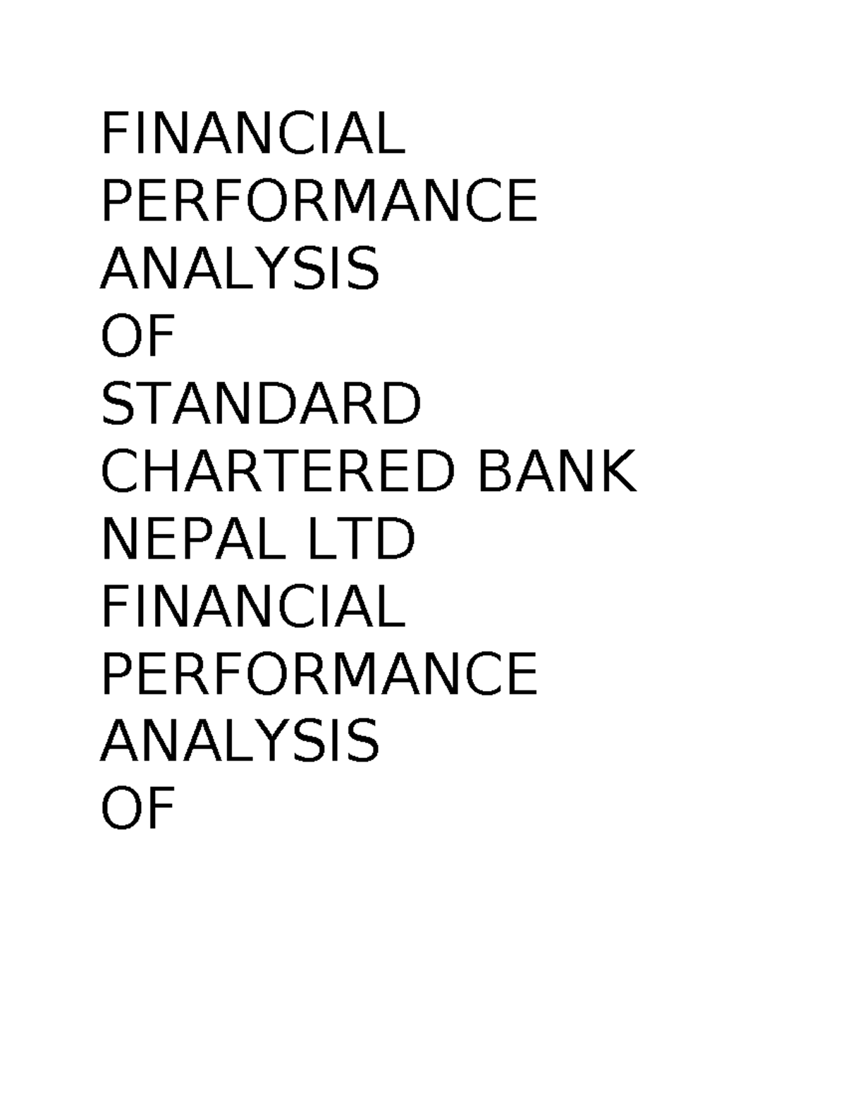 Financial Performance Analysis standard chatered - FINANCIAL ...