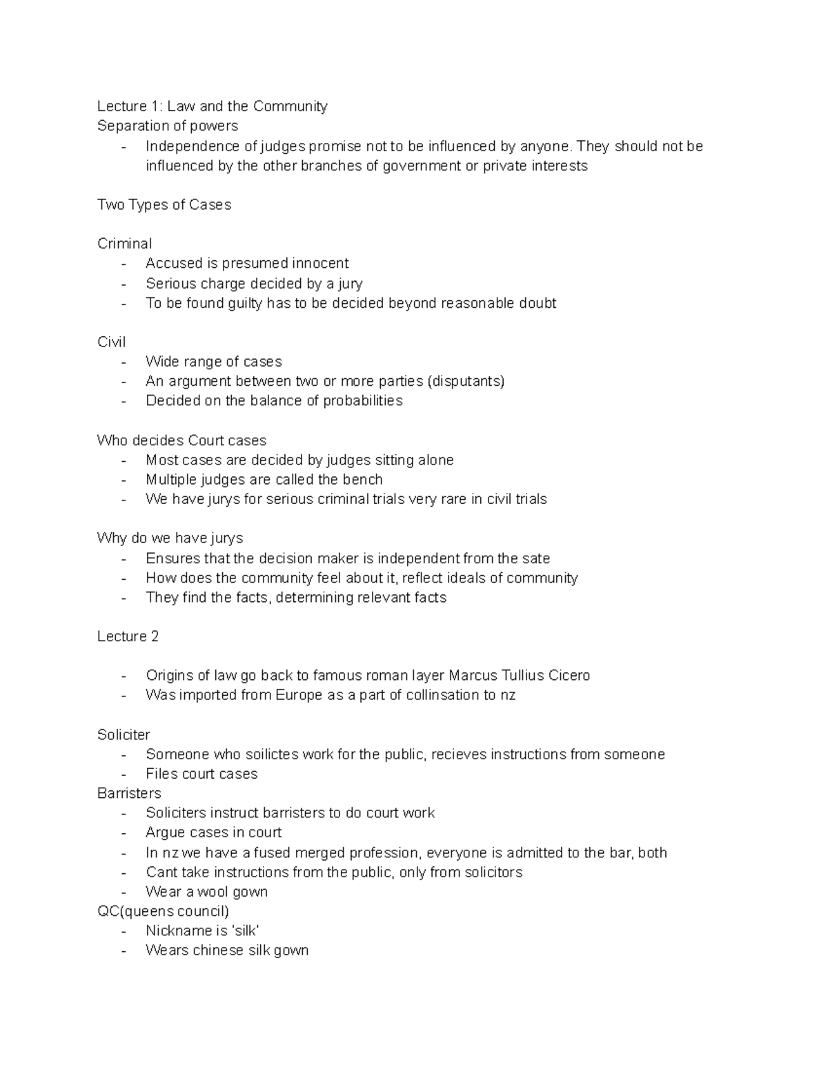 LAWS101 - Law and the Community Lecture notes - Lecture 1: Law and the ...