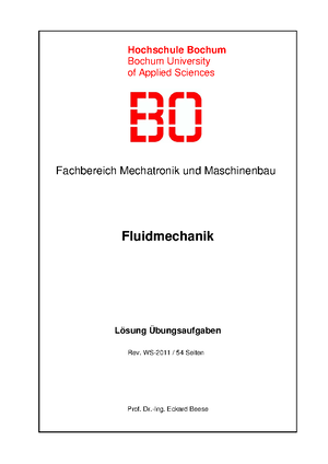 Aufgabensammlung Fluid - Aufgabensammlung Fluidmechanik Technische ...