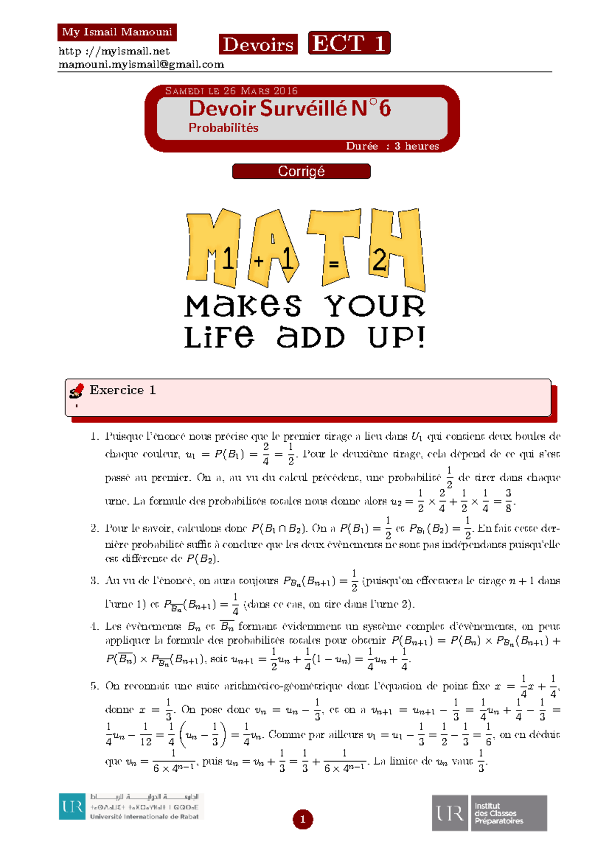 DS6-1516c - DS6-1516c - http :myismail mamouni@gmail Devoirs ECT 1 ####### . Devoir Surv ́eill ...
