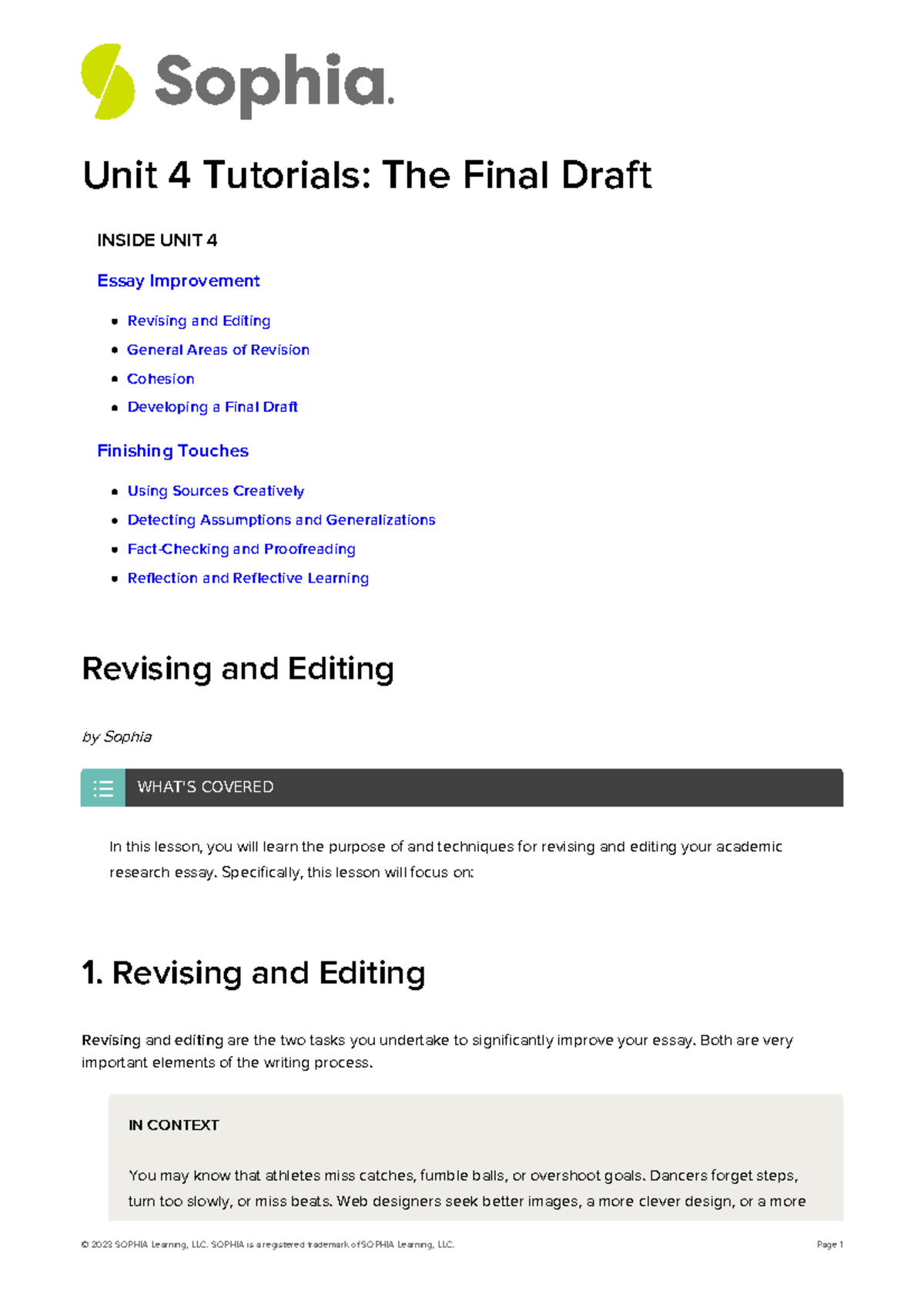 Unit 4 tutorials the final draft - Unit 4 Tutorials: The Final Draft ...