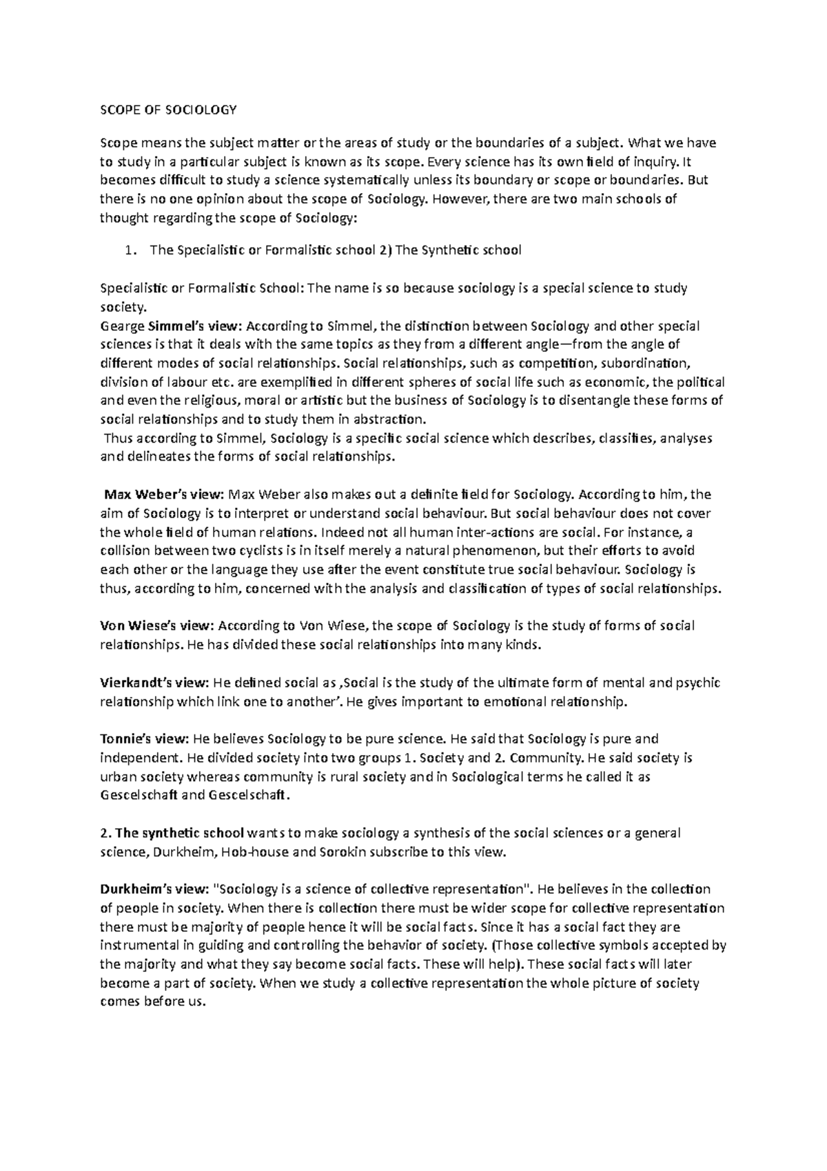 Scope OF Sociology - SCOPE OF SOCIOLOGY Scope means the subject matter ...