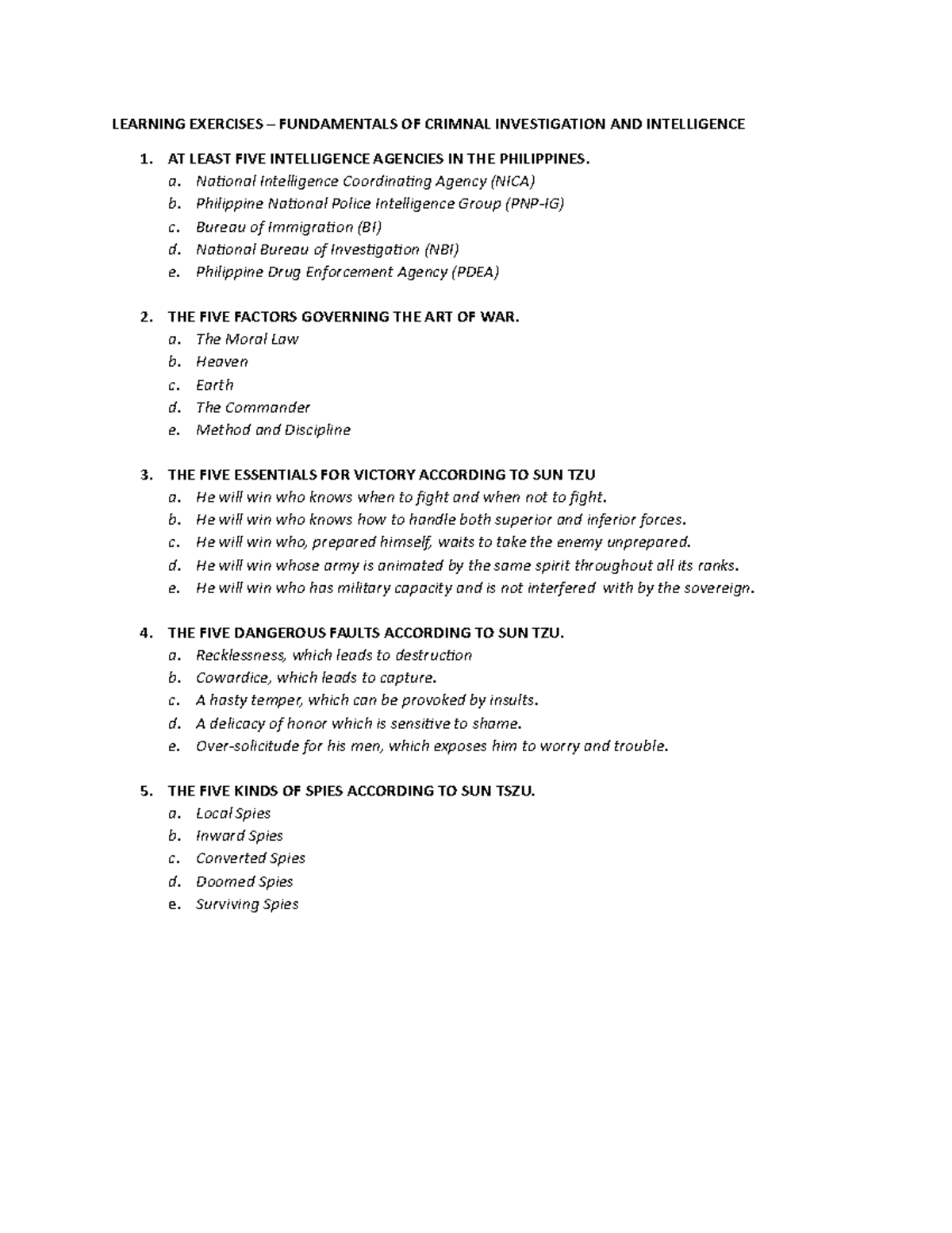 Learning Exercises (enumeration) - LEARNING EXERCISES – FUNDAMENTALS OF ...