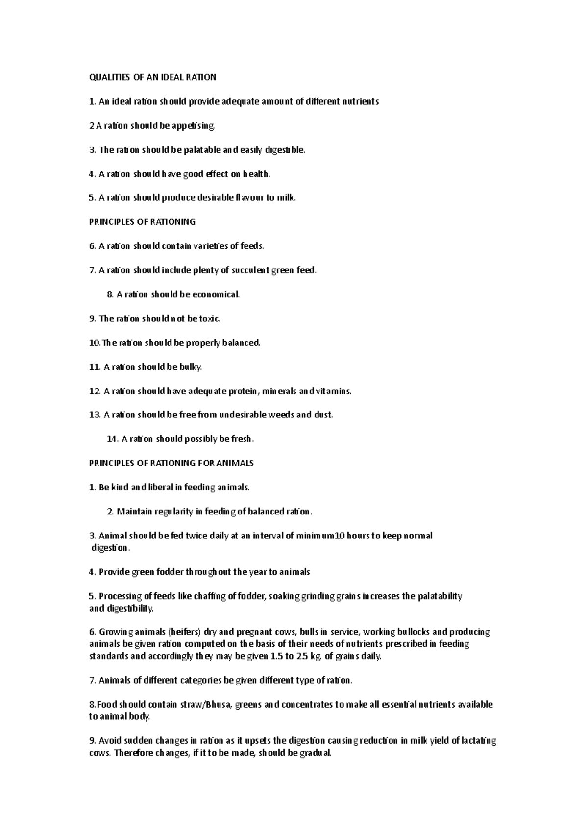 Qualities OF AN Ideal Ration QUALITIES OF AN IDEAL RATION An Ideal