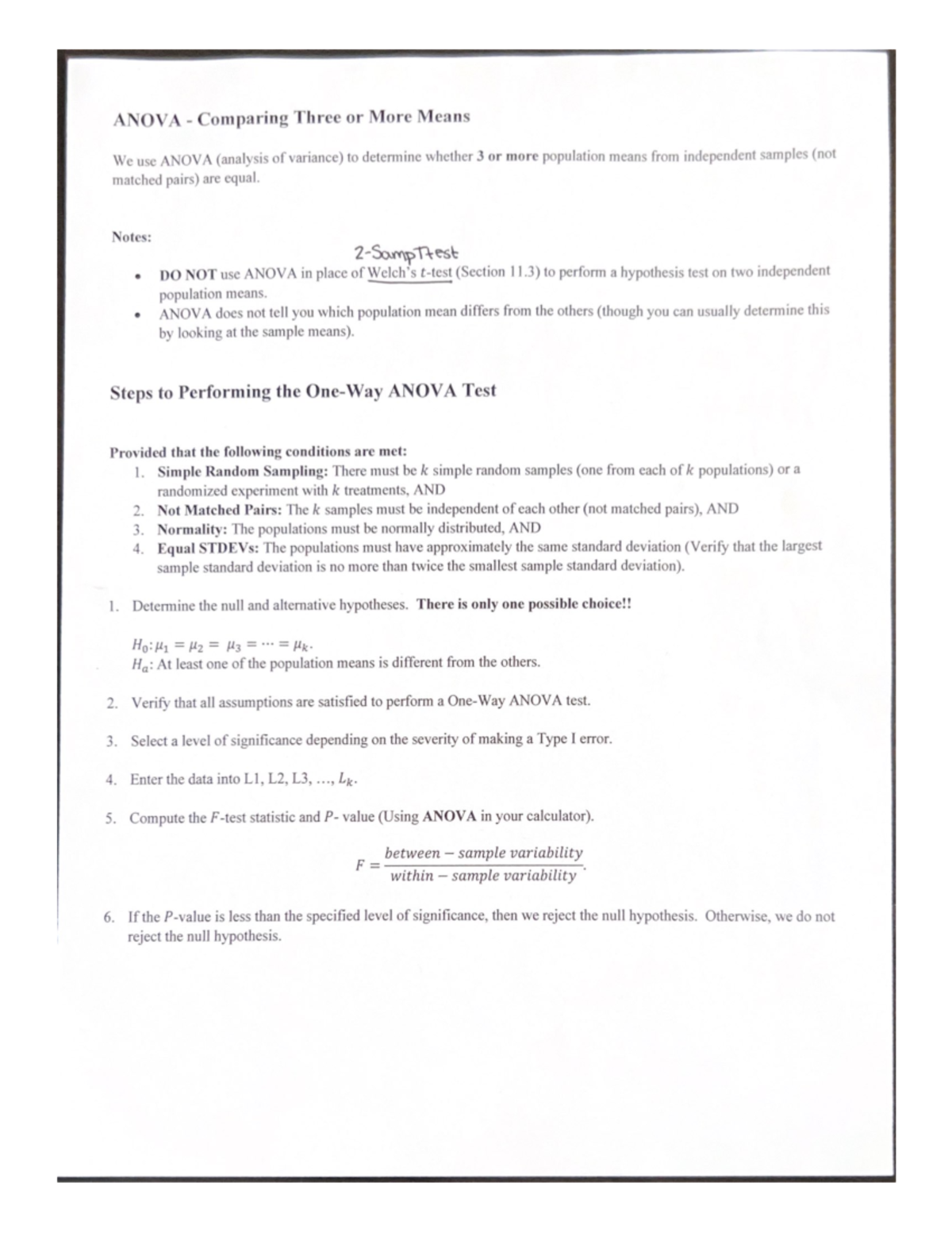 Math 246, Anova, Goodness of Fit Test, Test for Independence Lecture ...