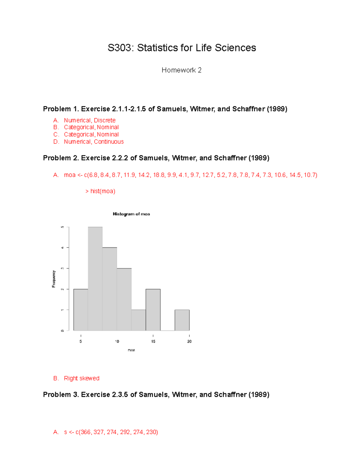 S303-FA24HW2 - Practice - S303: Statistics for Life Sciences Homework 2 ...
