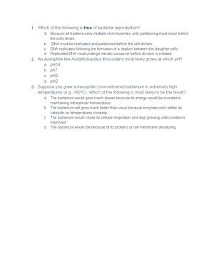 BIO212 Sp2019 Exam 1 Prep - Preparation guide for Microbiology Exam 1 BIO212 – Spring 2019 For ...