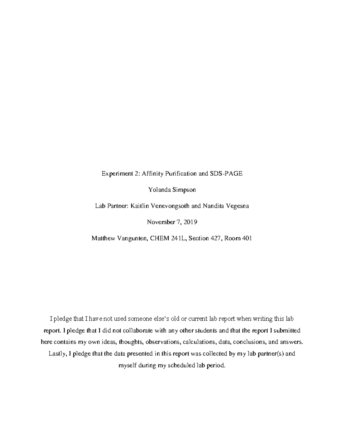 Experiment 2 - Affinity Lab Report - Experiment 2: Affinity ...
