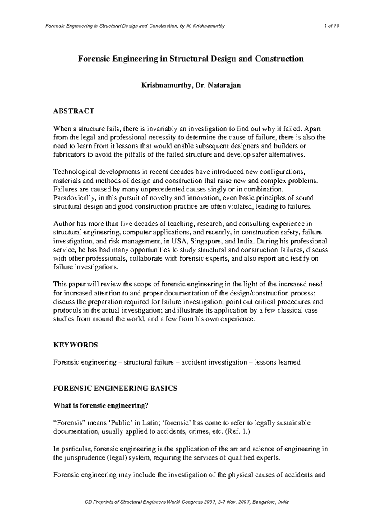 Forensic Engineering in Structure - Natarajan ABSTRACT When a structure ...