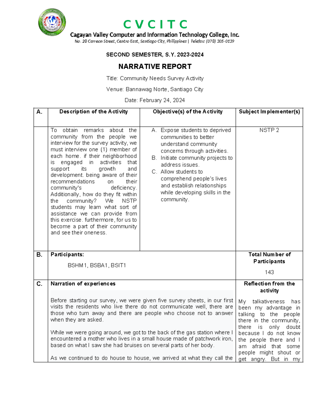 Week-2 (02-24-24) - C V C I T C Cagayan Valley Computer and Information ...
