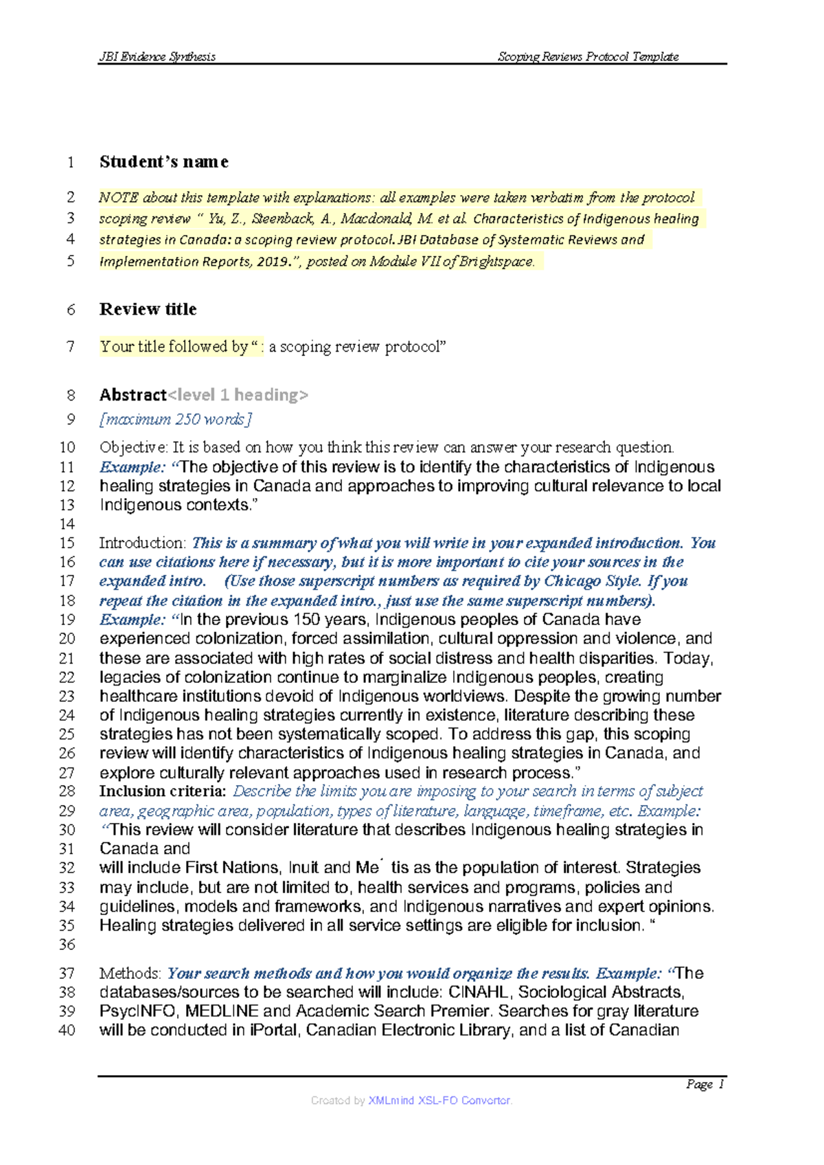 Scoping Protocol Template Explainedfor Exam - JBI Evidence Synthesis ...