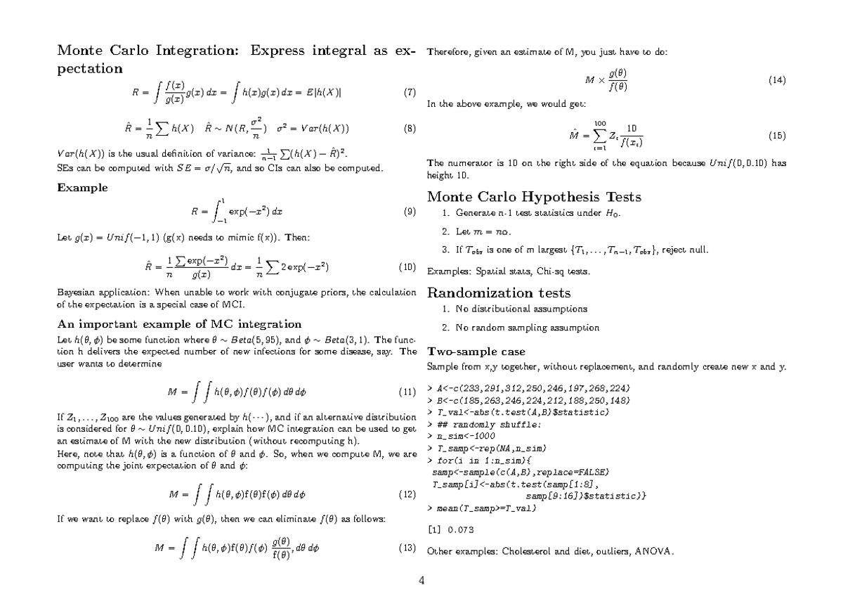 Mathematical Methods Computational Inference 2017 2018 - Monte Carlo ...