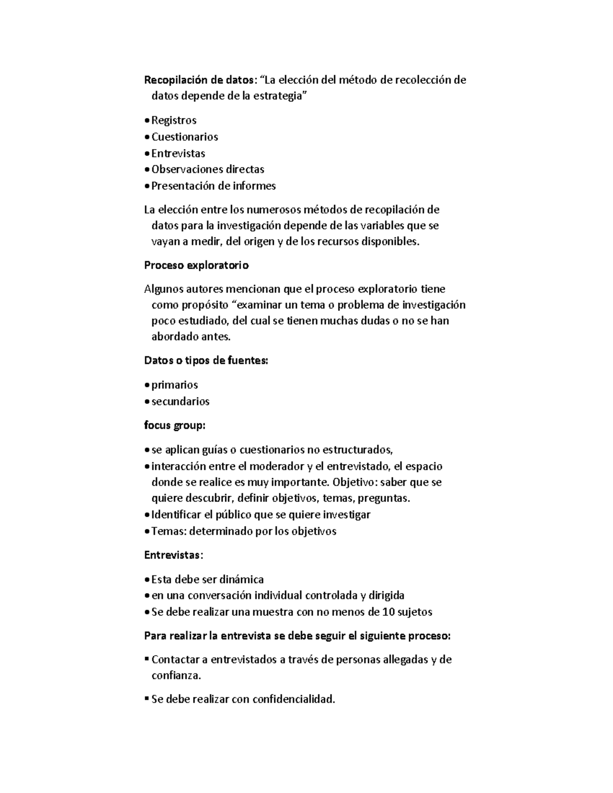 Mercado - Recopilación de datos: “La elección del método de recolección ...