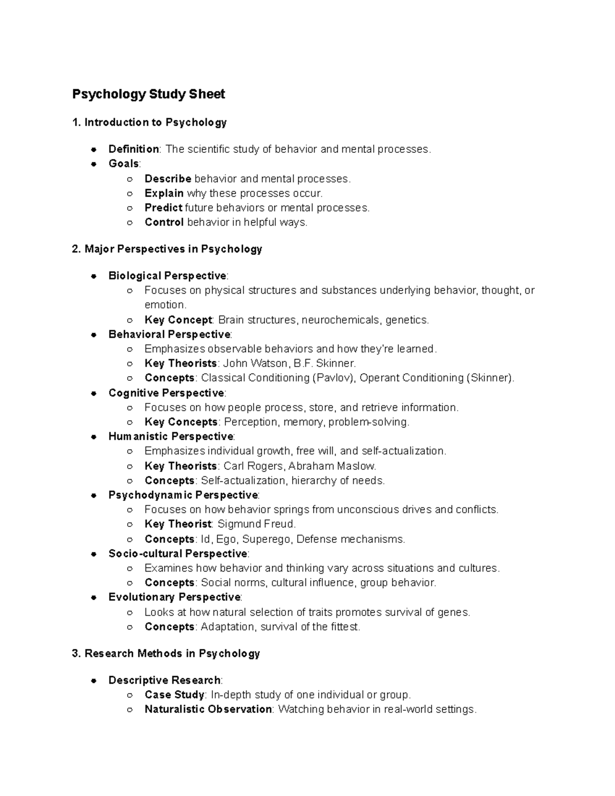 Studocu Psych 1-5 - Basic Notes for First Unit - Psychology Study Sheet ...