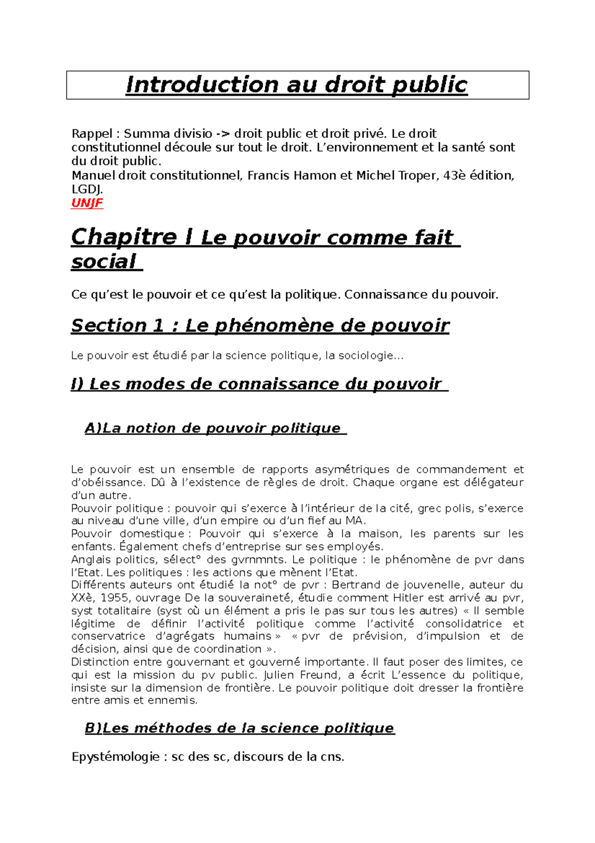 Intro au droit public - Cours grp 2 CM - Introduction au droit public ...