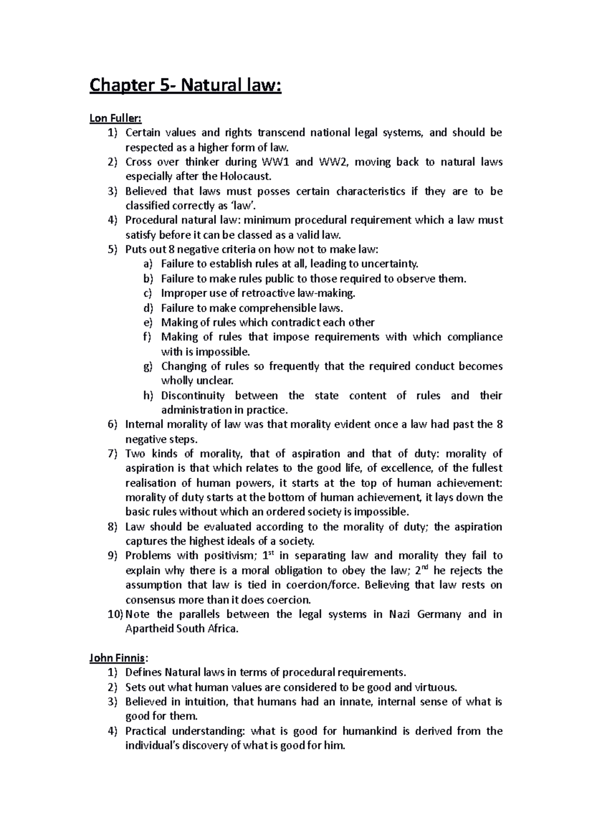 Chapter 5 - Natural LAW - Chapter 5- Natural law: Lon Fuller: 1 ...
