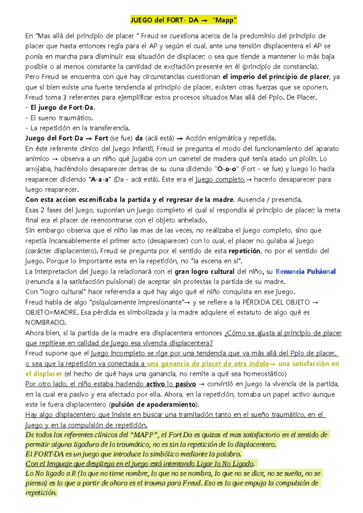 FORT-DA - JUEGO del FORT- DA → “Mapp” En “Mas allá del principio de ...
