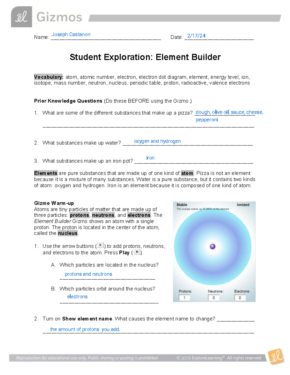 Kami Export - Joseph Castanon - Element Builder WS - 2019 Name: - Studocu
