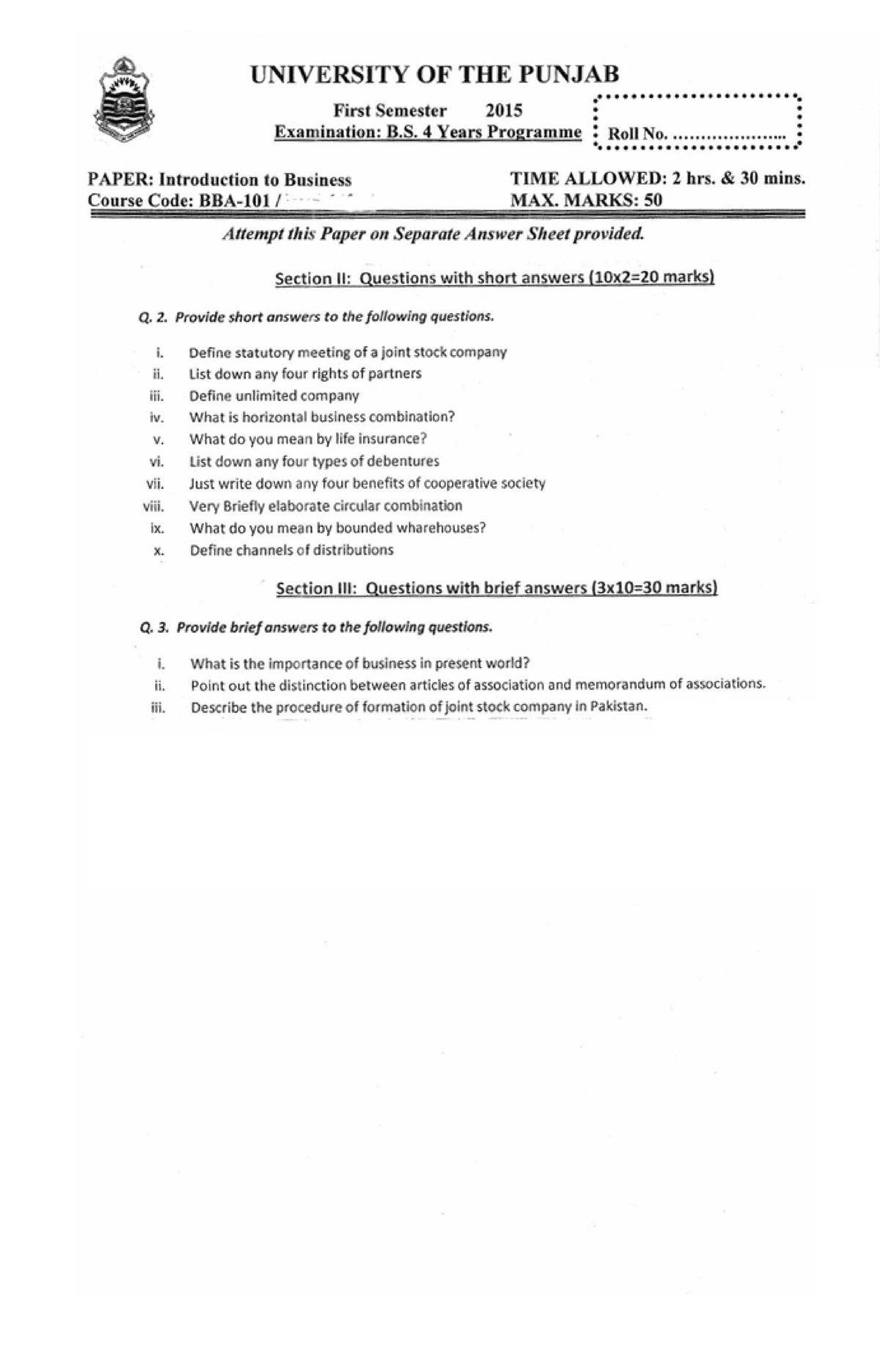 BS-4-Years-Past-Paper-BBA - Past papers - Studocu