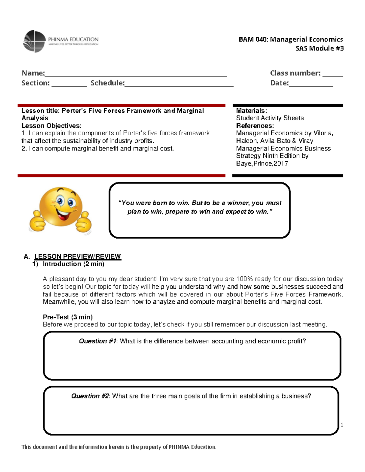 BAM 040 SAS#3 - This will serve as notes to students who needs to ...