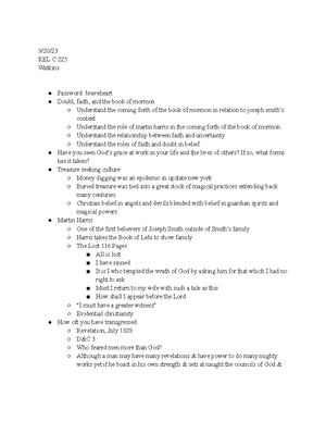 REL C 225 Lecture 9/13 - 9/13/ REL C 225 Watkins Understand the meaning ...