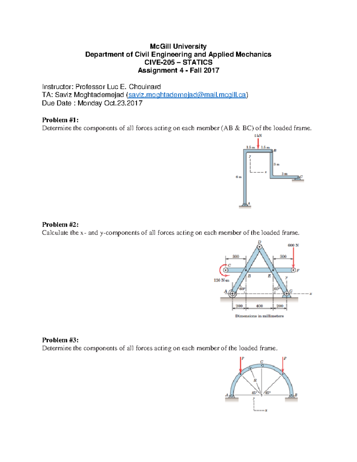 CIVE 205- Assignment 5 - McGill University Department of Civil ...