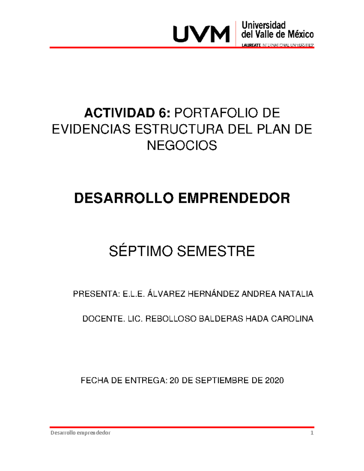 A6 ANAH - Actividad 6 de Desarrollo Empresarial - Warning: TT ...