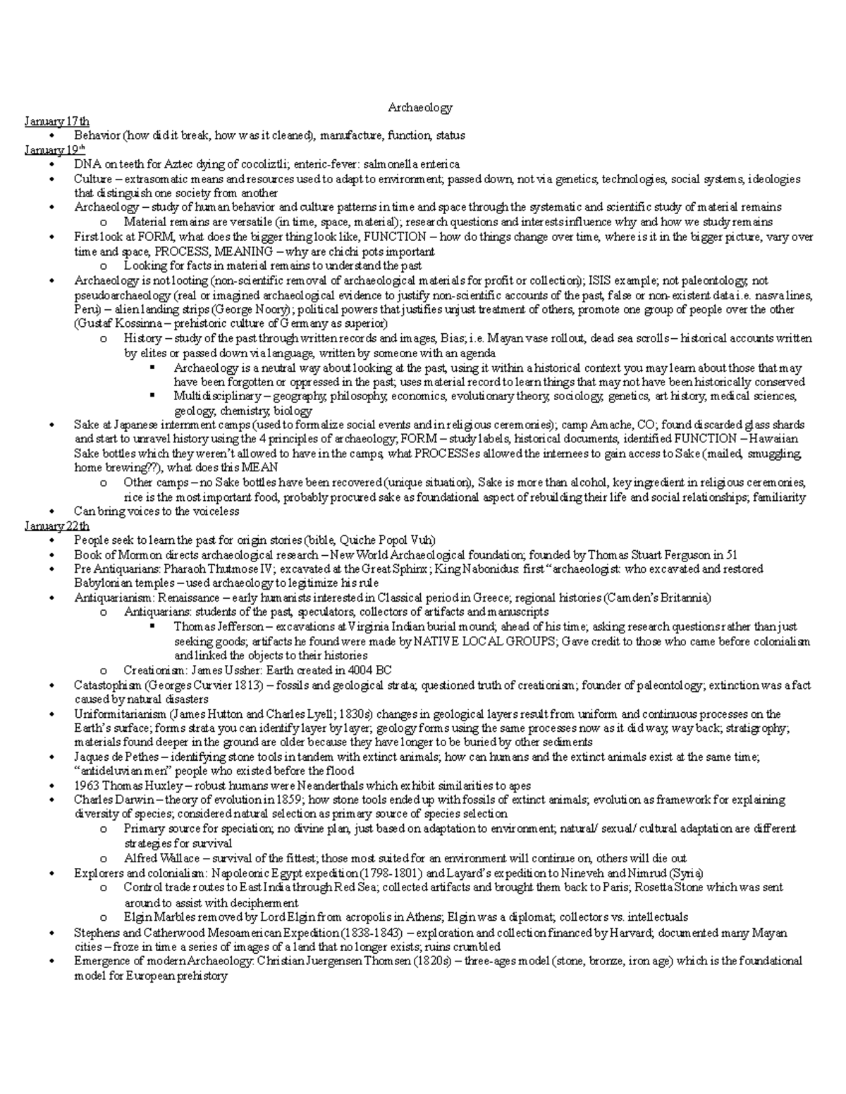 Arch - Lecture notes Unit 1 - L48 190B - Introduction To Archaeology ...