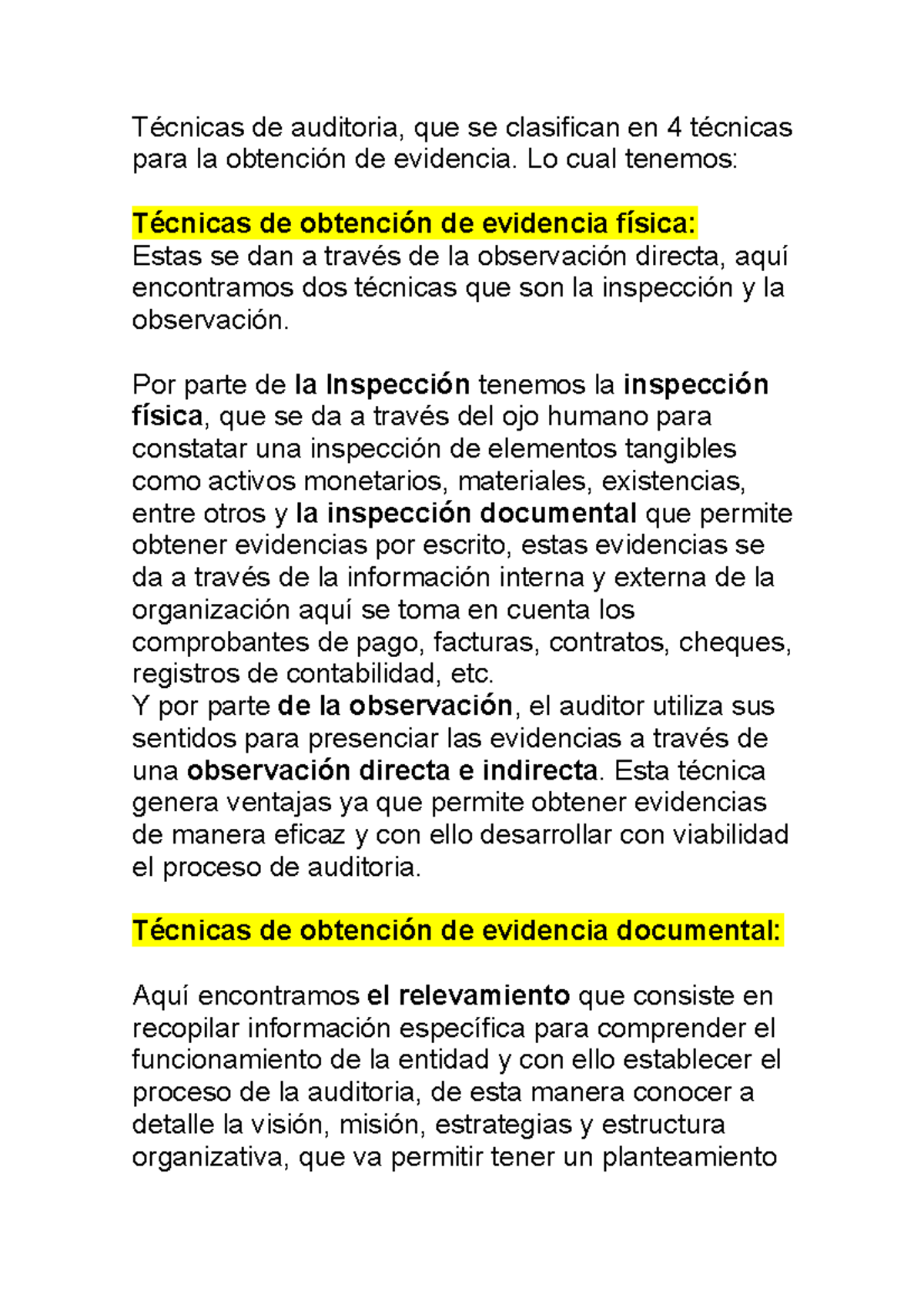 Guía de técnicas de auditoria - Técnicas de auditoria, que se ...