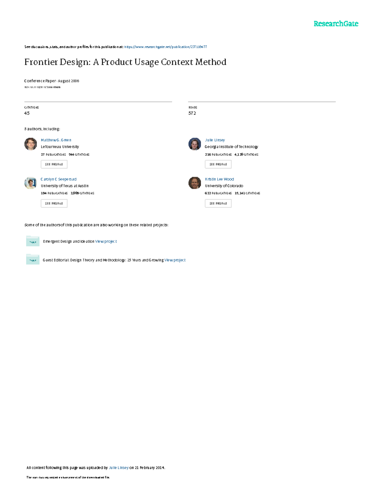 Frontier Design A Product Usage Context Method - See discussions, stats ...