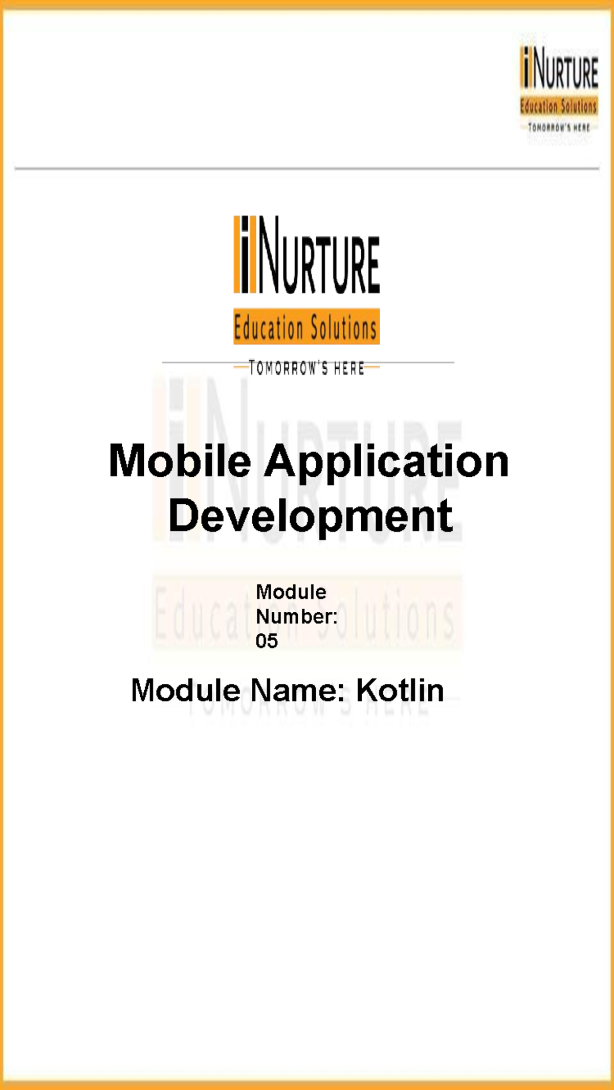 Unit 5 Kotlin Mobile Application Development Module Number 05 Module Name Kotlin Aim To 3234