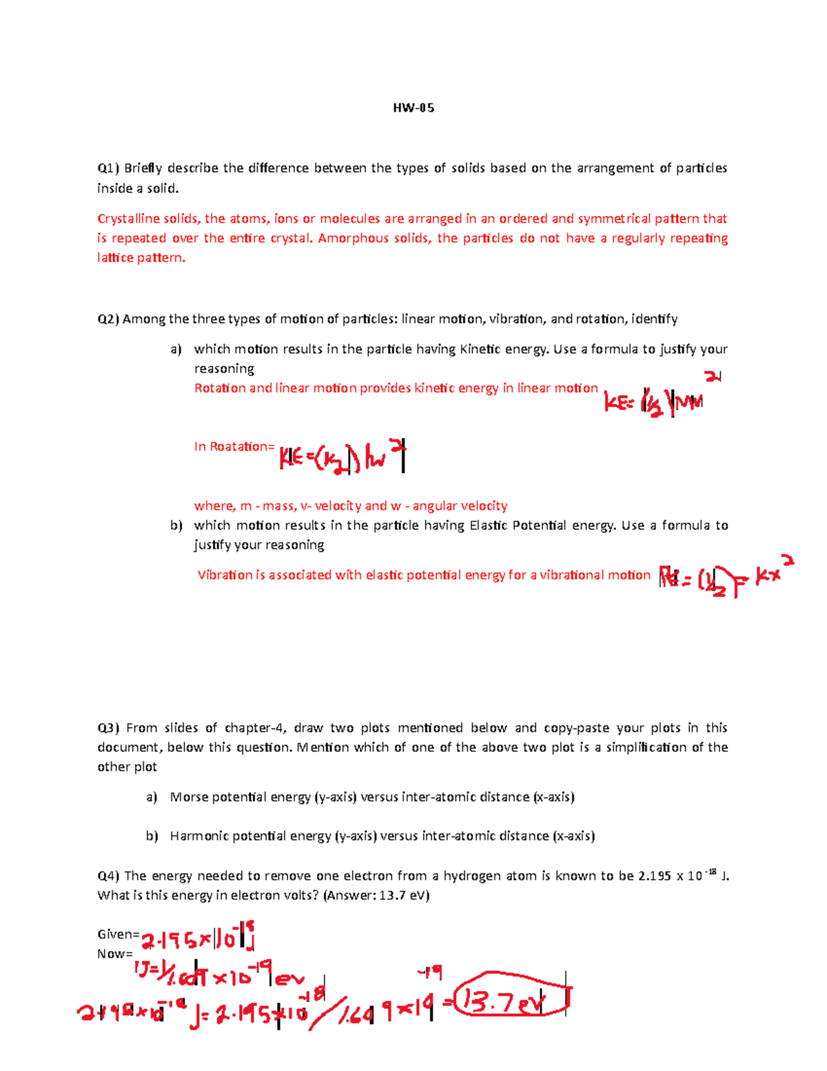 HW-05 done - This is an homework for physical science - HW- Q1) Briefly ...
