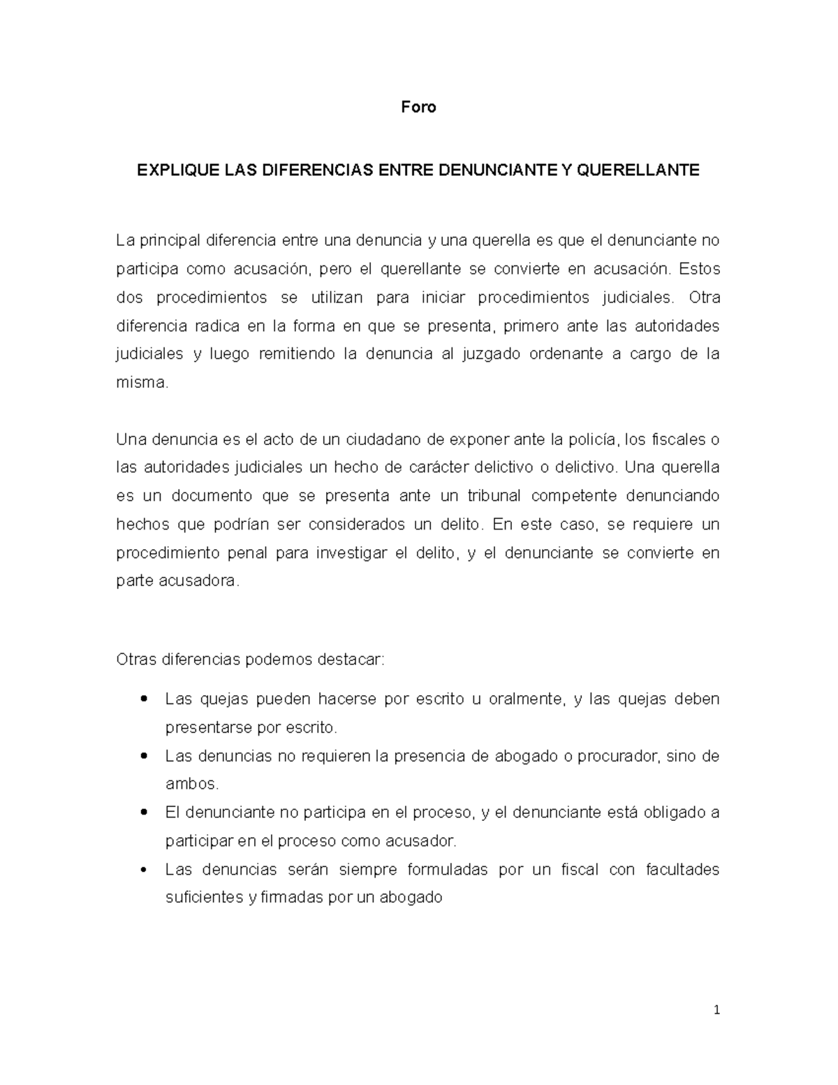 Diferencias Entre Denunciante Y Querellante V1 - Foro EXPLIQUE LAS ...