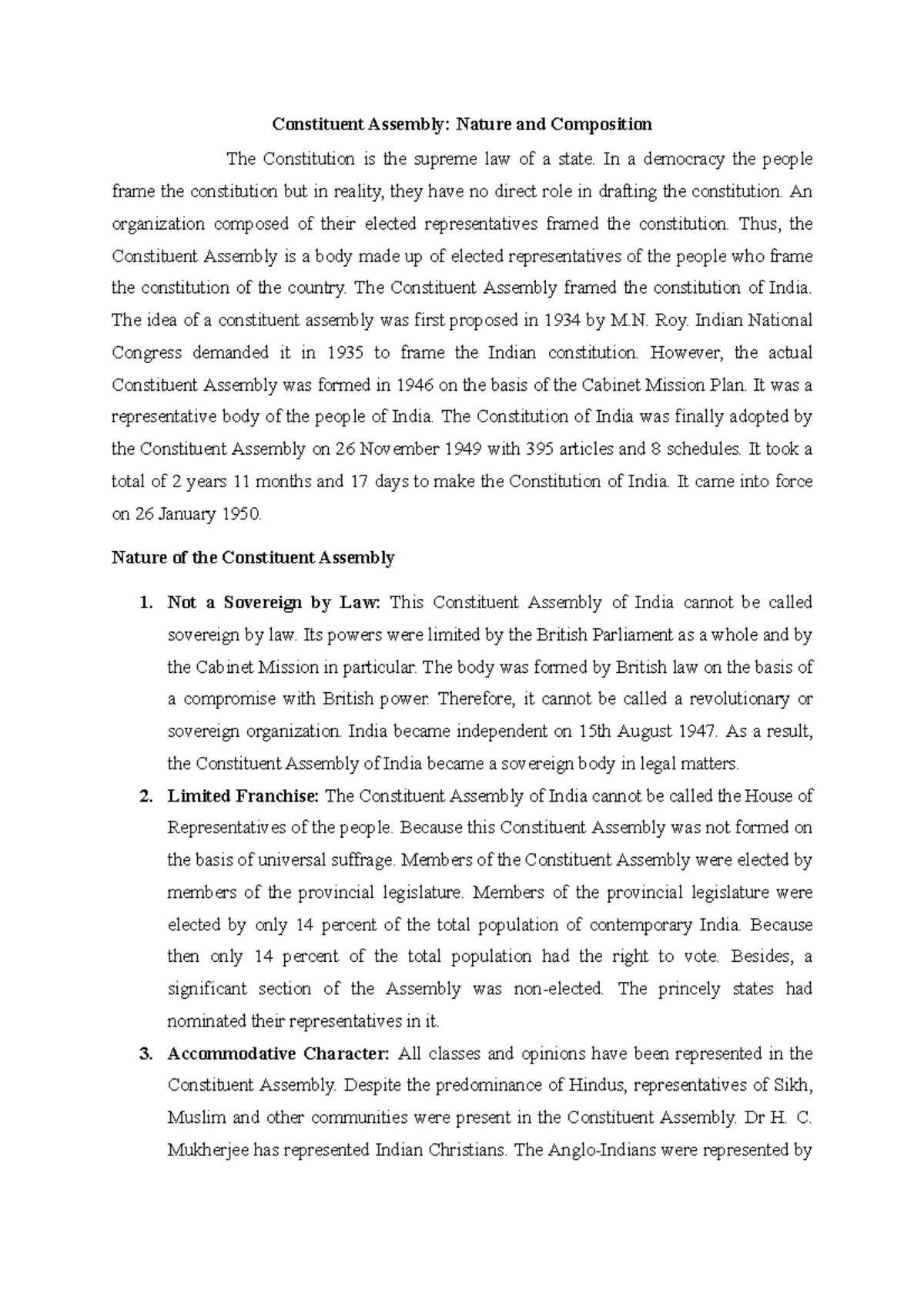 Constituent assembly: nature & composition - Constituent Assembly ...