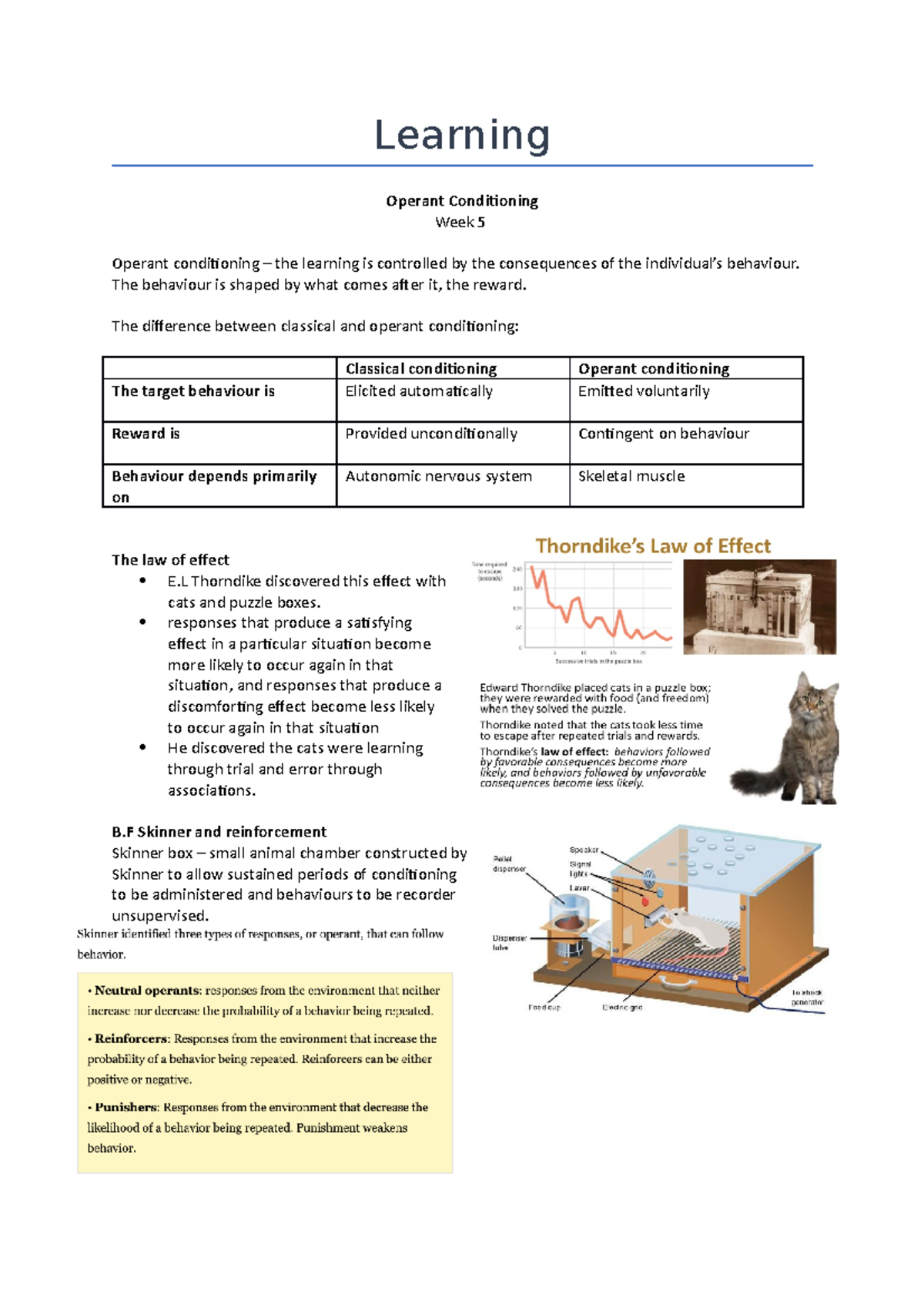 Learning - Operant Conditioning - Learning Operant Conditioning Week 5 ...