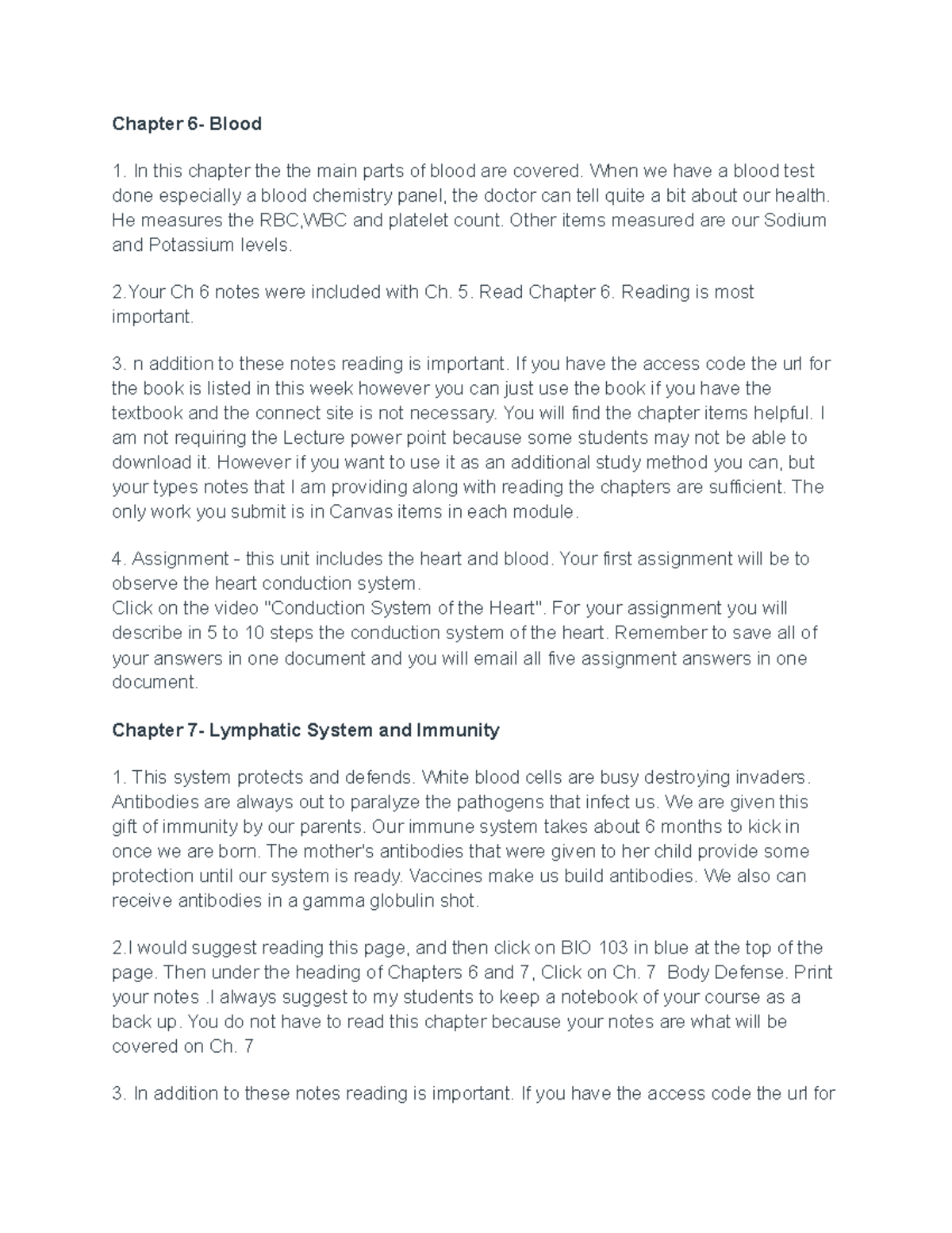 Chapter 6 and 7 BIO 103 Human Biology - Chapter 6- Blood In this ...