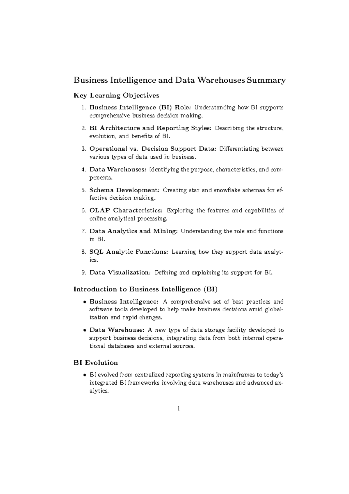 chapter 13 business intelligence - Business Intelligence and Data ...