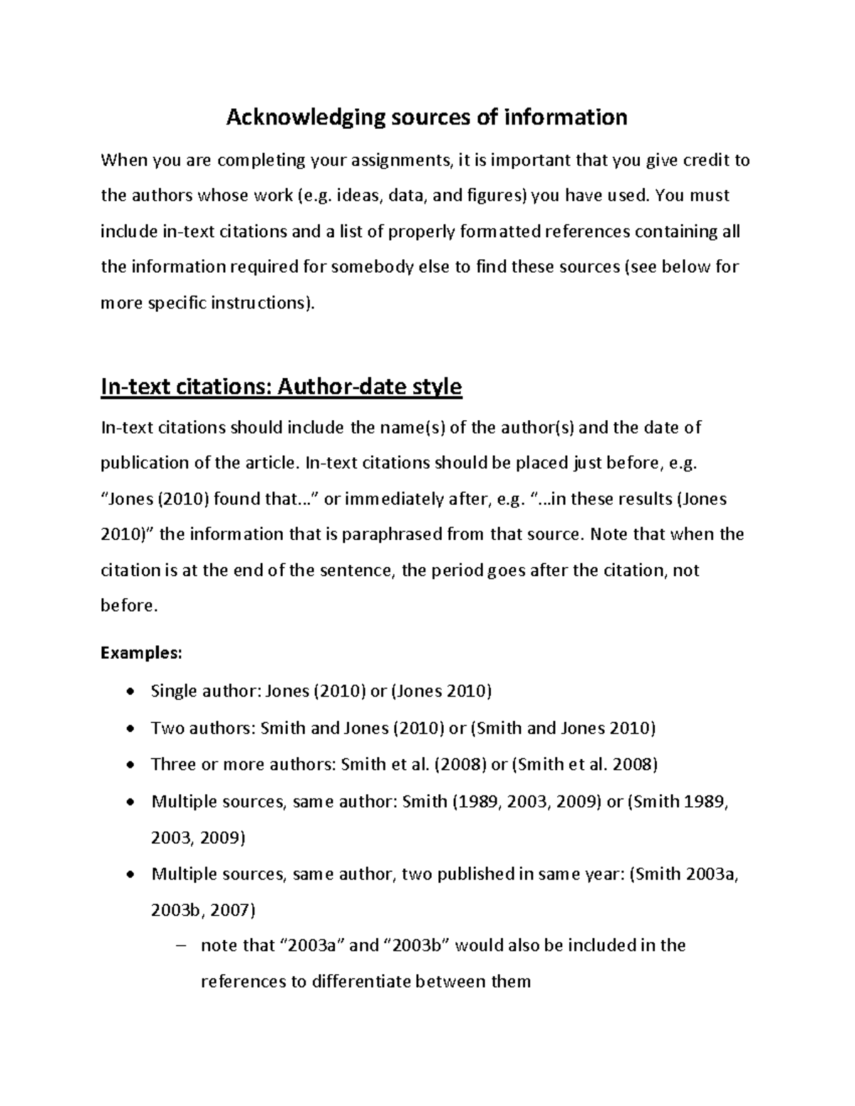 Acknowledging sources of information - ideas, data, and figures) you ...