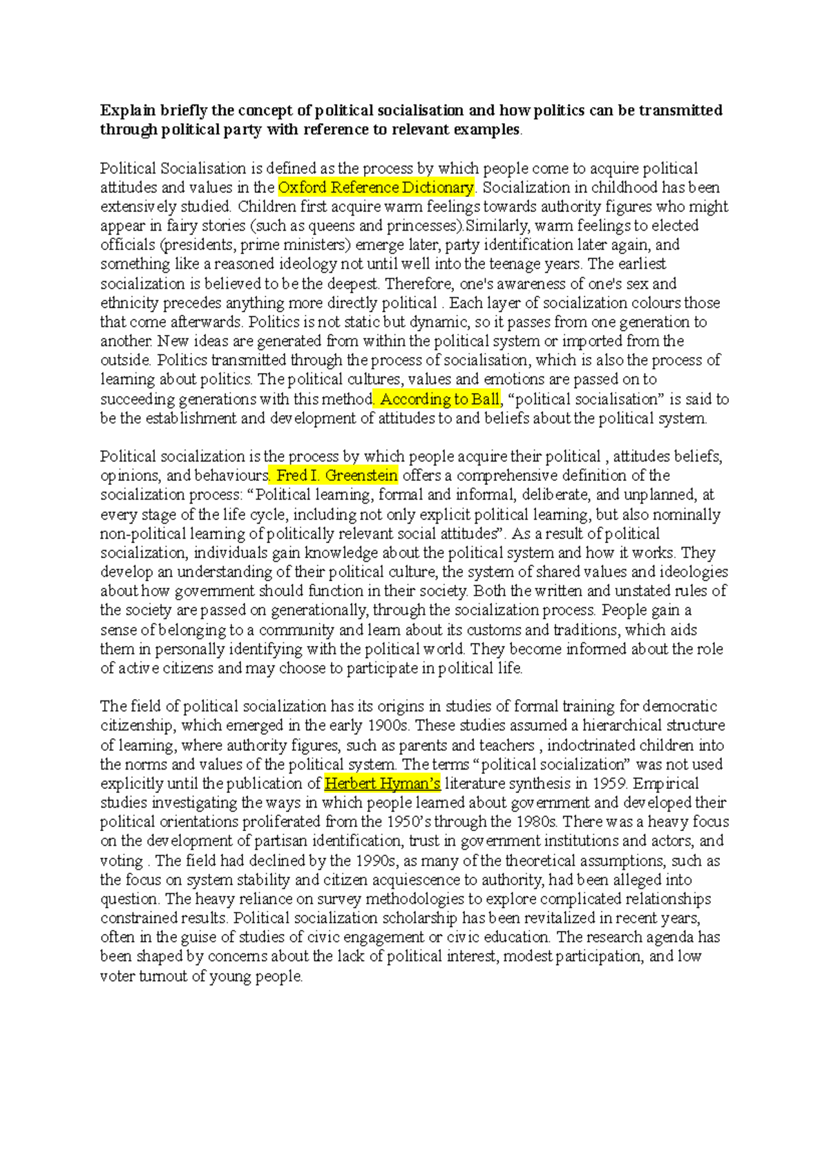 TUT 2 politics - q/a - Explain briefly the concept of political ...