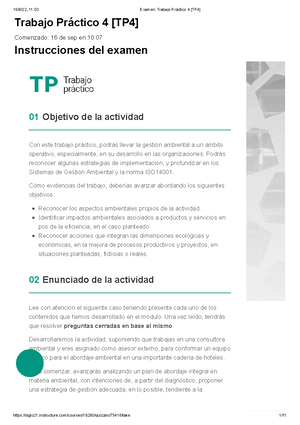 Examen Trabajo Práctico 4 [TP4] gestion amb - Trabajo Práctico 4 [TP4] Comenzado: 17 de sep en ...