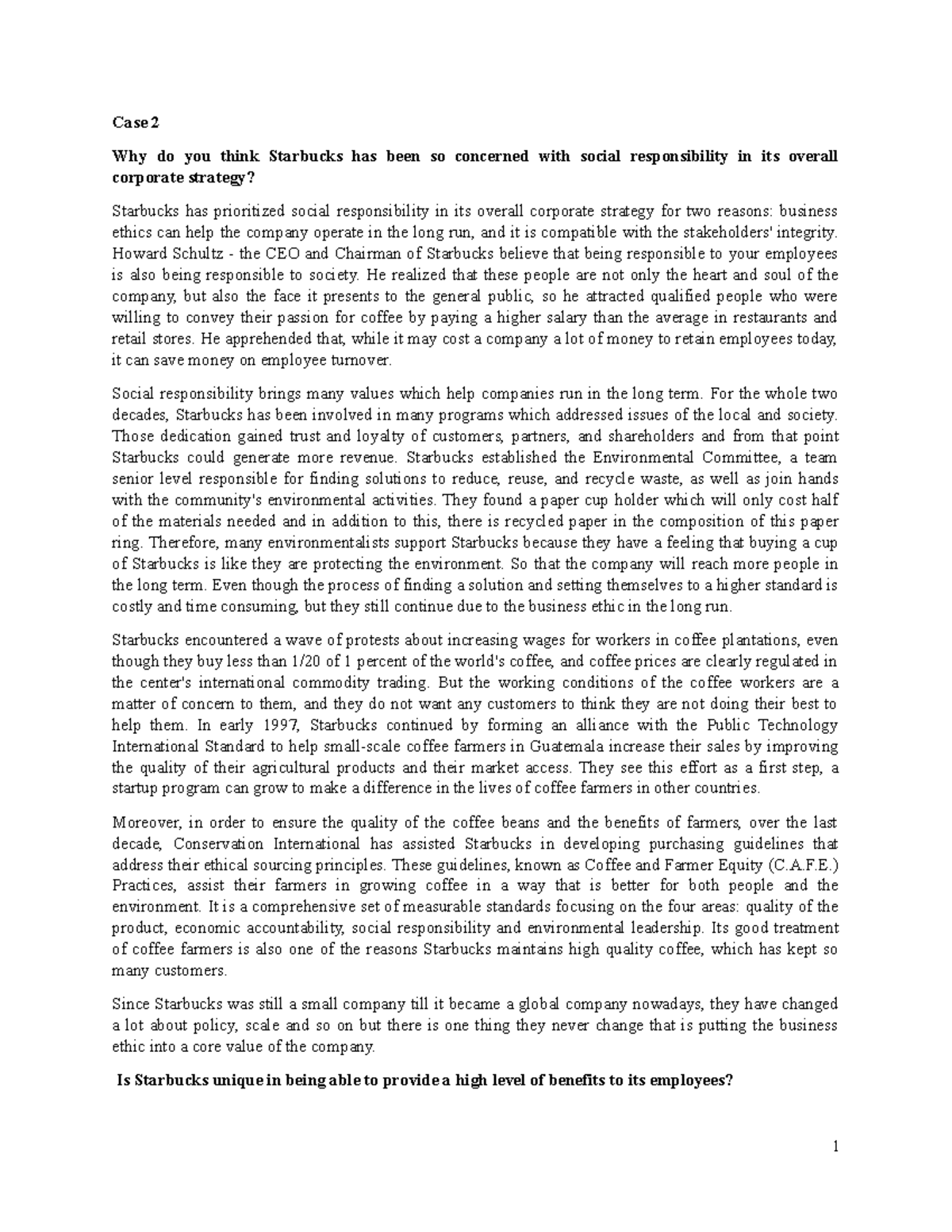 Case-study - business ethics culture - Case 2 Why do you think ...