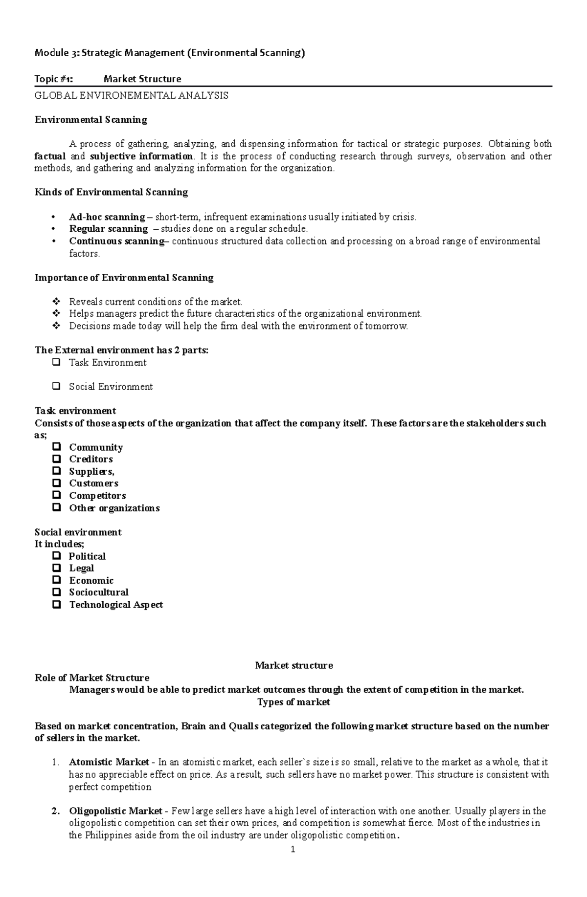 Module 3 BMEC 2 simplified - Module 3: Strategic Management ...