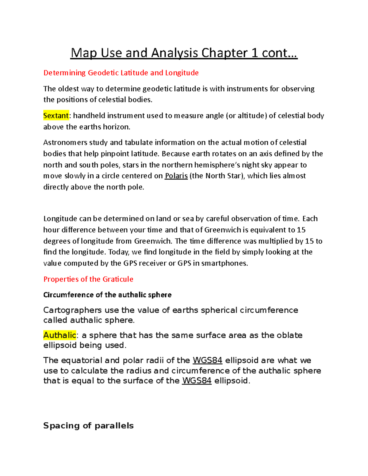 Map Use and Analysis Chapter 1 cont - .. Determining Geodetic Latitude ...