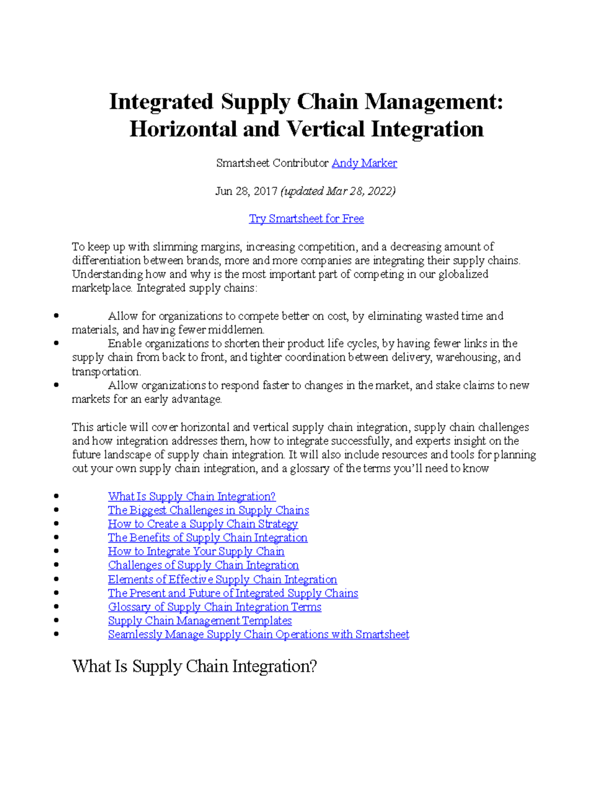 Integrated supply chain management - Integrated Supply Chain Management ...