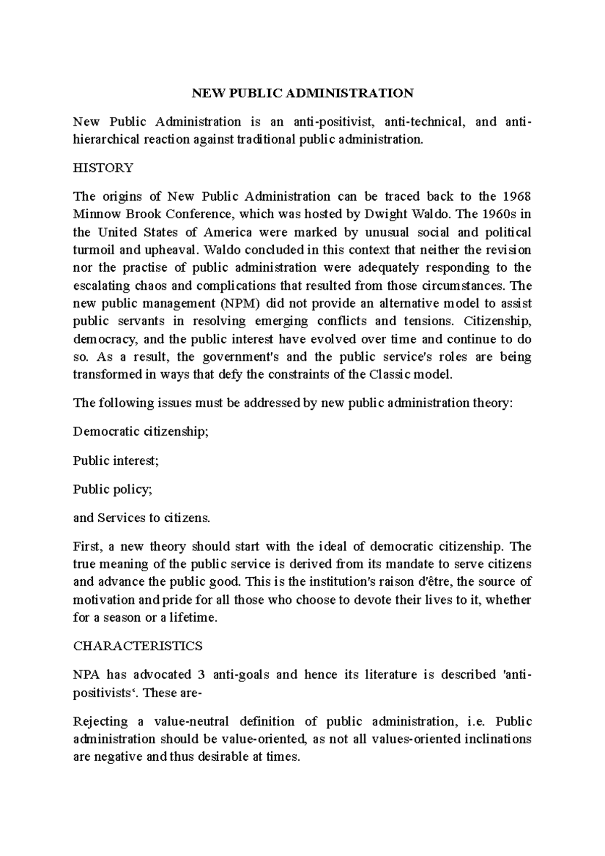 NEW Public Administration - NEW PUBLIC ADMINISTRATION New Public ...